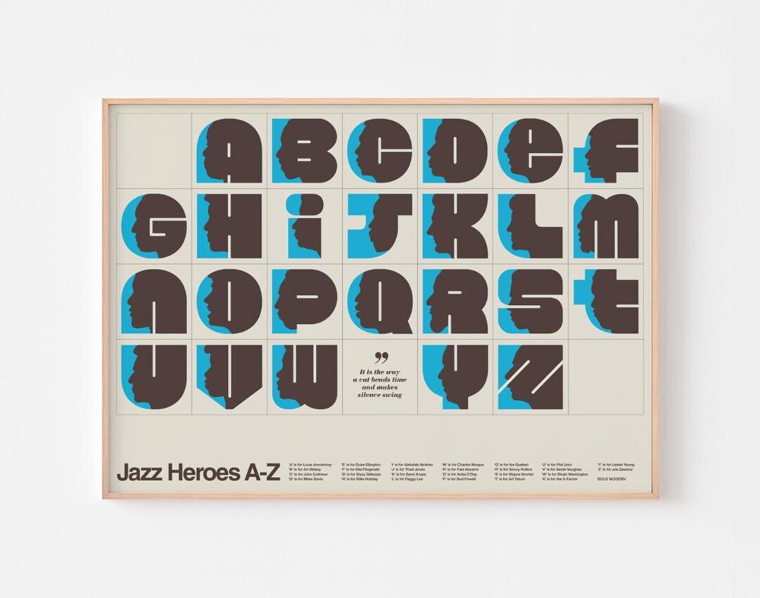 Jazz Heroes A-Z Poster Print | Alphabet Chart | Dave Brubeck Count ...
