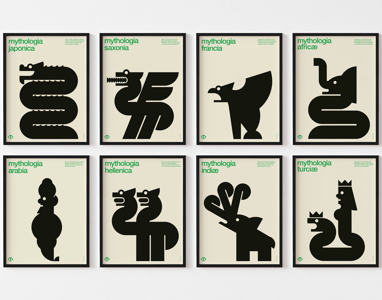 ARMENIAN MYTHOLOGY DRAGON Poster Print Mid Century Modern Bauhaus ...