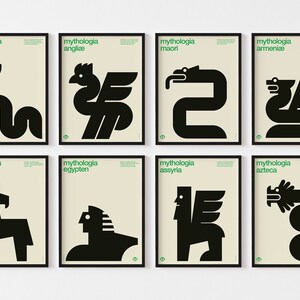 CHINESE MYTHOLOGY LOON Poster Print Dragon Monster China Mid Century ...