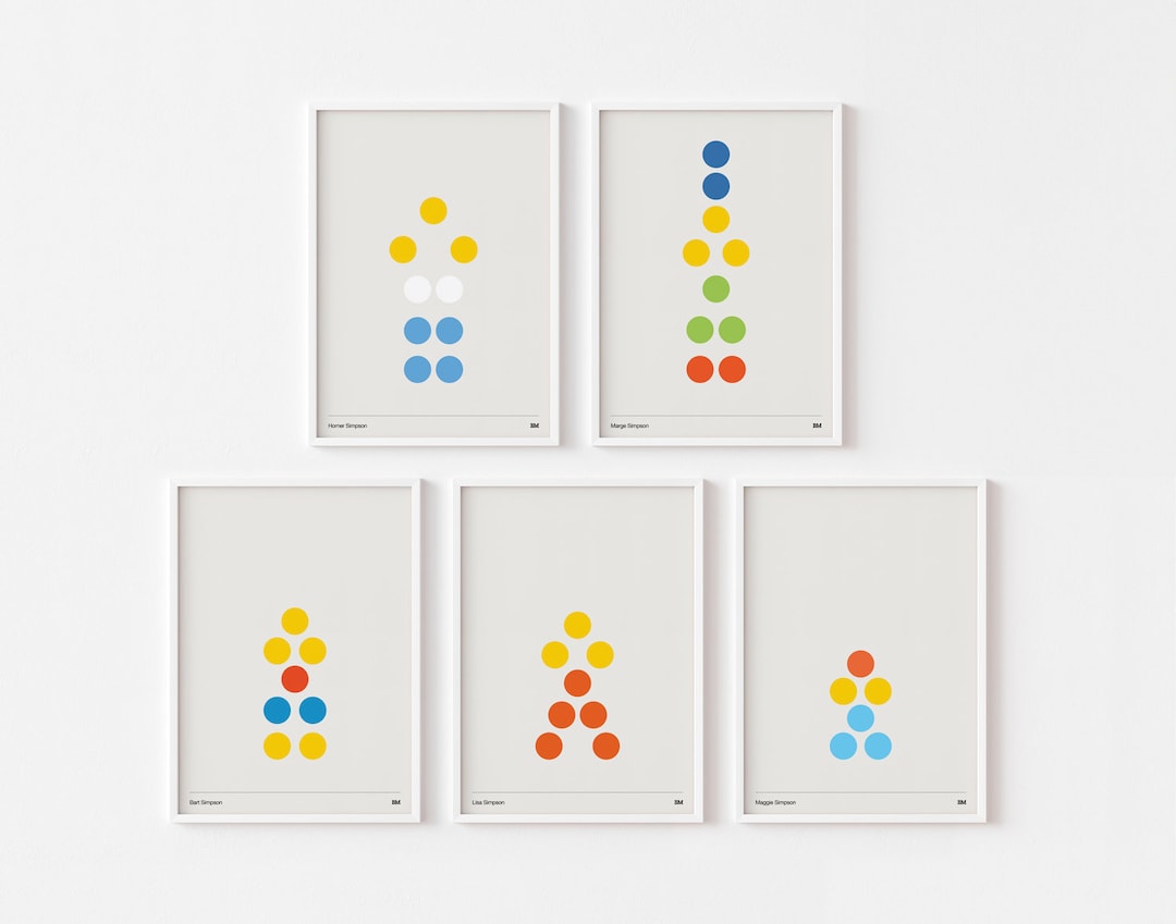 MINIMALIST SIMPSONS Poster Print TV Show Geometric Abstract Dots Bart ...