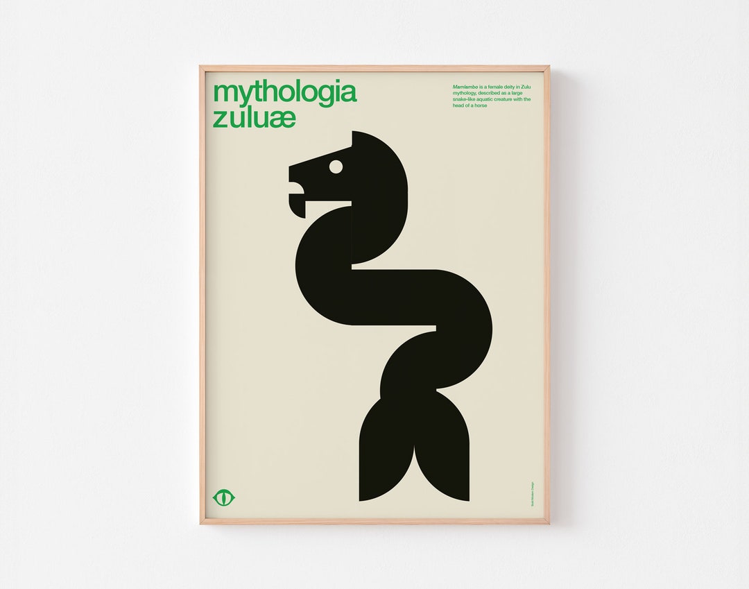 ZULU MYTHOLOGY MAMLAMBO Poster Print Mid Century Modern Bauhaus African ...