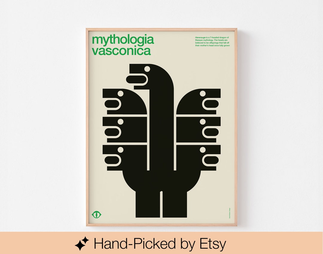 BASQUE MYTHOLOGY HERENSUGE Poster Print Dragon Monster Spanish Mid ...