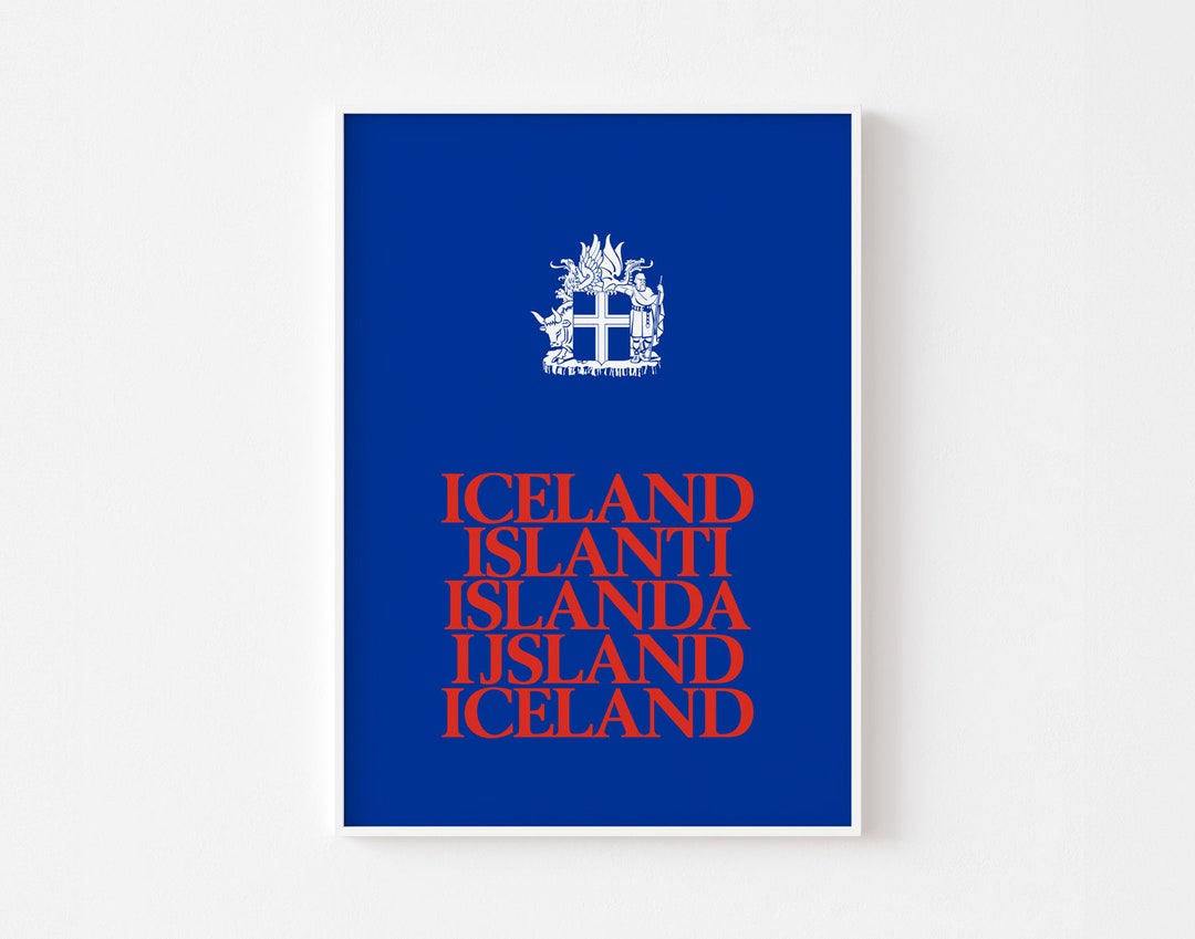 ICELAND COAT of ARMS Poster Print Mid Century Modern Reykjavík Nordic ...