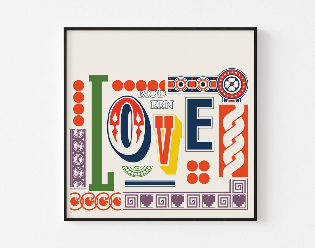 MODERN LOVE Poster Print Inspired by Paul Rand Mid Century Modern New ...