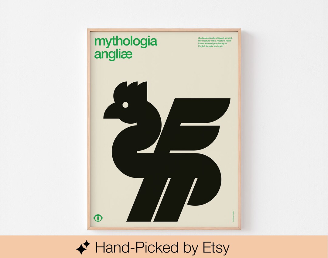 ENGLISH MYTHOLOGY COCKATRICE Poster Print King Arthur Camelot England ...