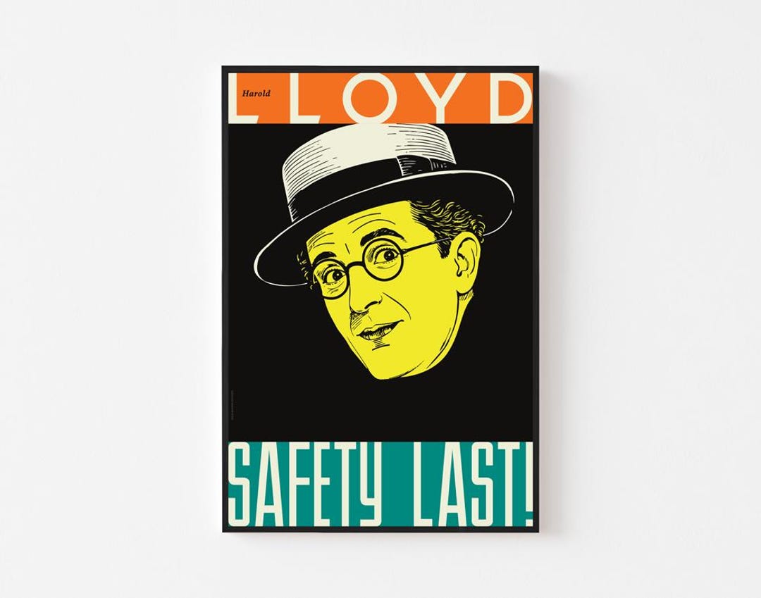 Harold Lloyd Poster Print | Safety Last! Movie | Mid Century Charlie ...