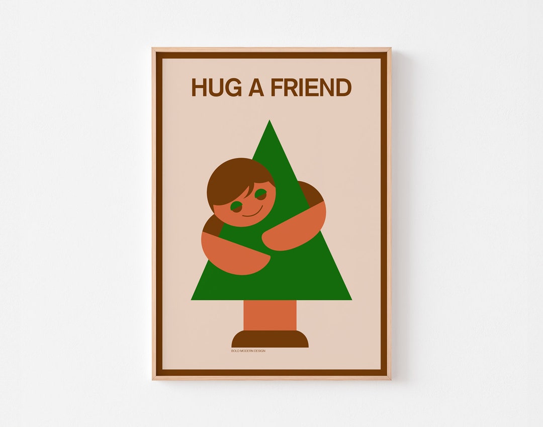 HUG A FRIEND Poster Print Nature Climate Protect Illustration Kids Room ...