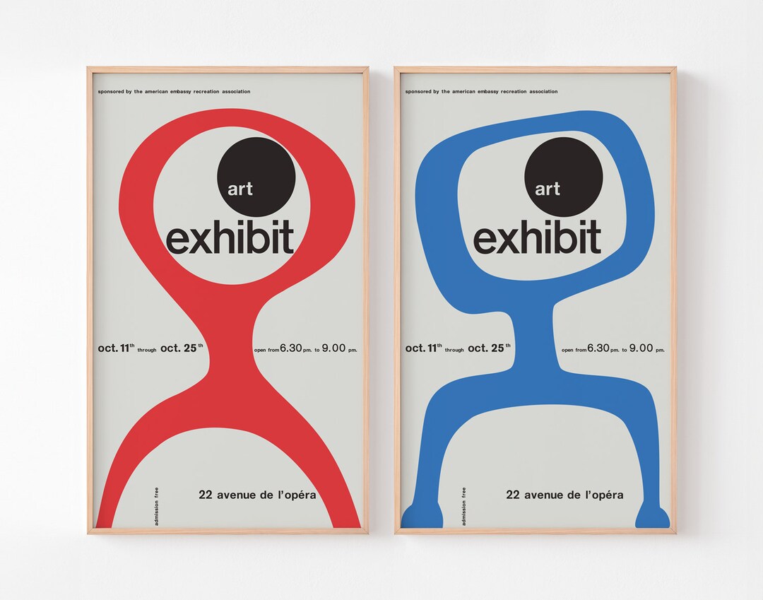 AMERICAN EMBASSY, PARIS 1950 Poster Print Art Exhibition Swiss ...