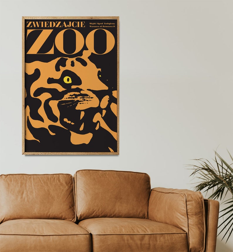 MID CENTURY TROPICAL Modern Polish Tiger Poster Print Thailand | Etsy