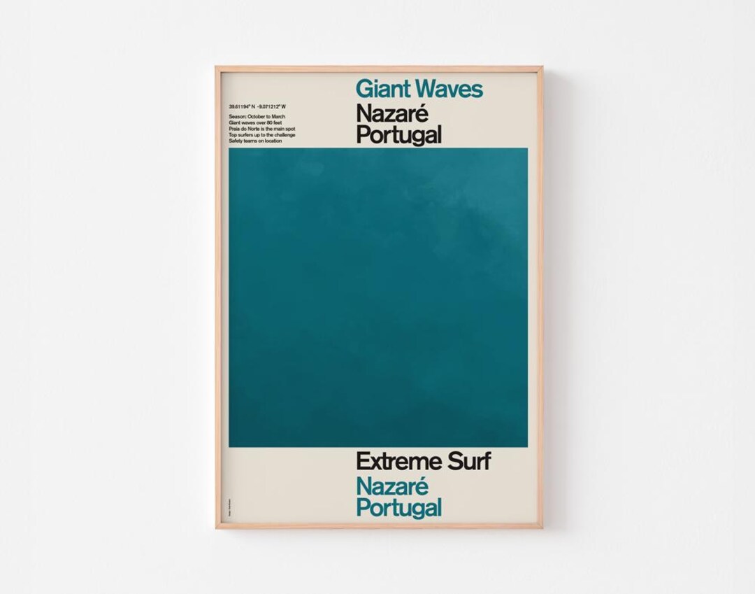 Nazaré Portugal Poster Print | Giant Waves Extreme Surf | Max Bill ...