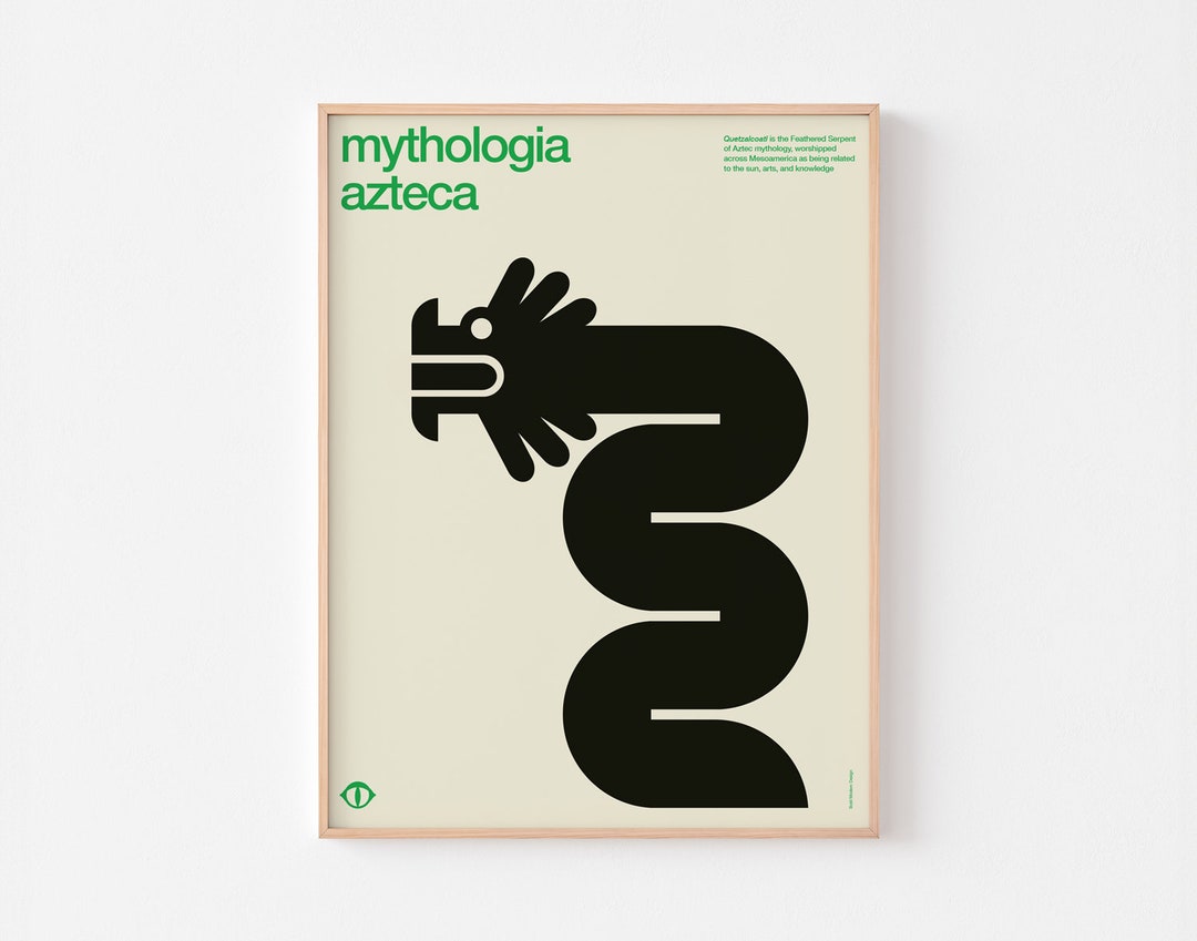 AZTEC MYTHOLOGY QUETZALCOATL Poster Print Mid Century Modern Latin Expo ...
