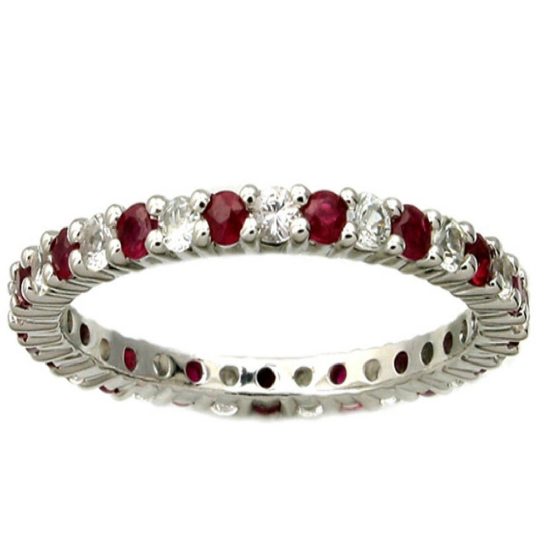 Ruby Diamond Eternity Ring , Wedding Ring , Anniversary Ring Engagement ...