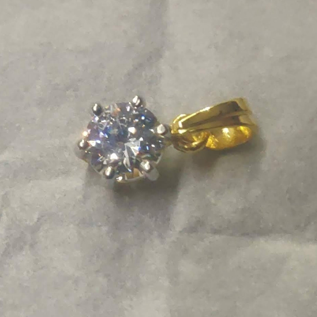 0.40 Ct Natural Champagne Diamond Solitaire Pendant , 14 Kt Solid Gold - Etsy