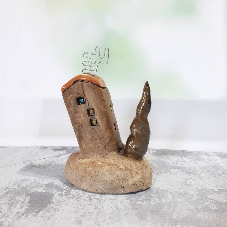 Small Ceramic Sculpture of a Brown Clay House With Human Face | Etsy