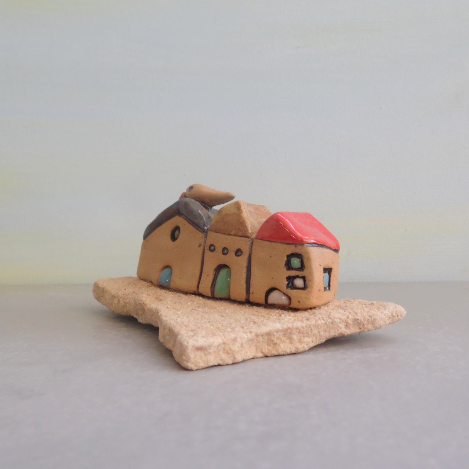 Little houses Ceramic houses beach art Sculpture | Etsy