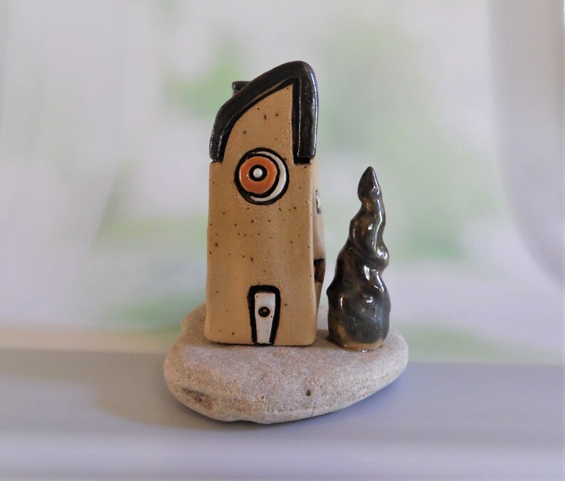 Ceramic Handmade Home Decor of a Clay House and a Tree on a - Etsy