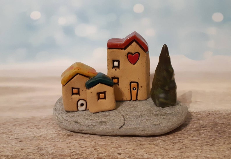 Small Ceramic Houses Sculpture and a Centerpiece Made of Clay and ...