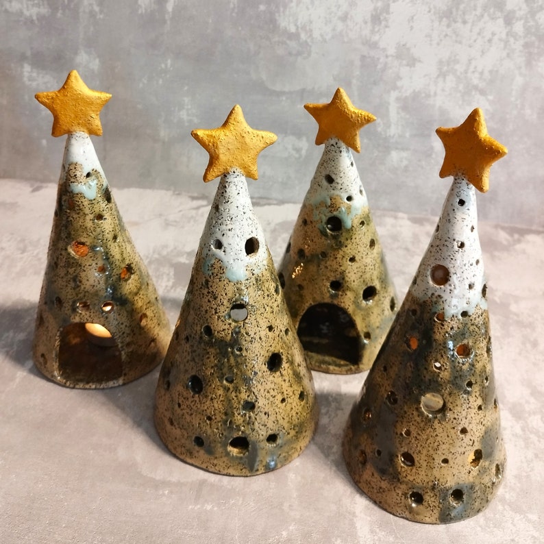 LARGE Ceramic Christmas Tree Candle Holder, Christmas Lights Decoration ...