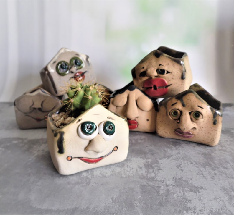 RANDOM Ceramic Planter Shaped as a House With a Face | Etsy