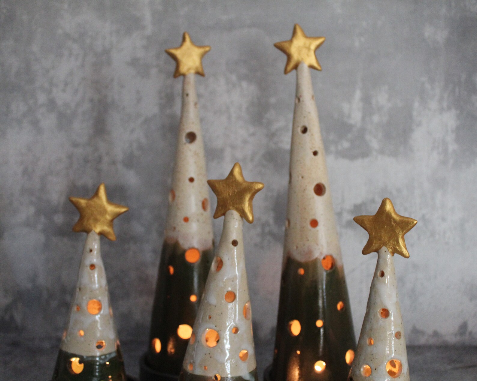 Large Ceramic Christmas Tree Candle Holder Christmas Lights - Etsy