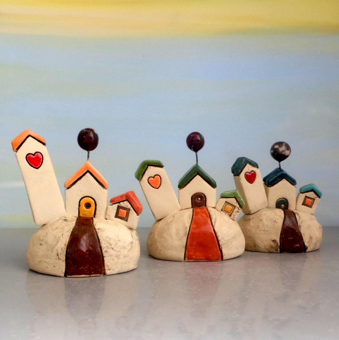 Ceramic Miniature House, Ceramic Collectibles, Tiny Ceramic House, Clay ...