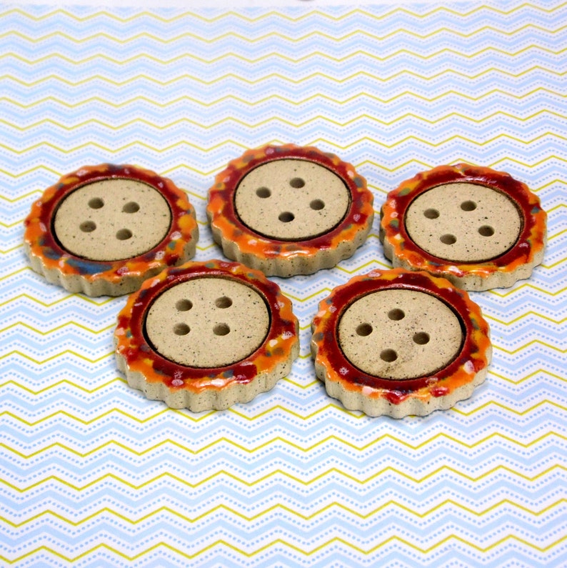 Set of 5 Large Ceramic Buttons - Etsy