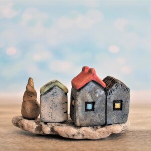 House Miniature Scene Made With Clay and Stone, Unique Gift, Ceramic ...