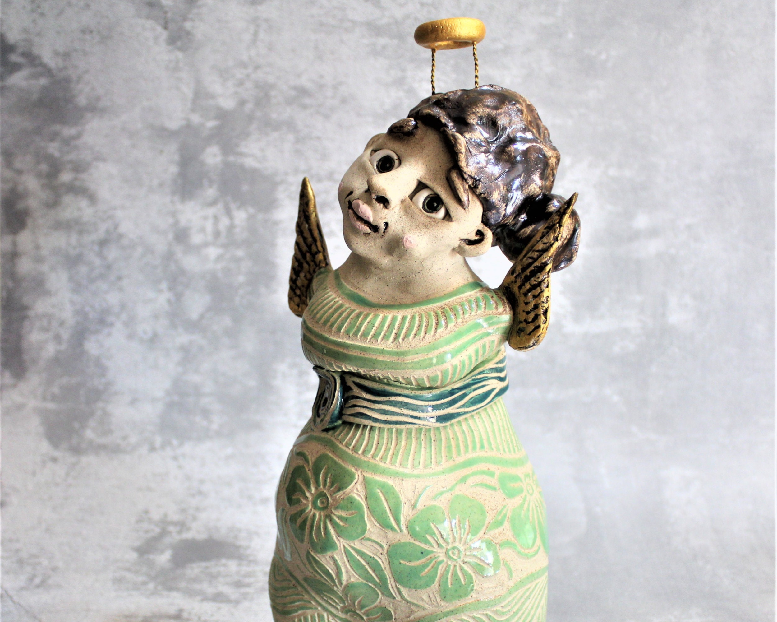 Ceramic Figurine, Angel Figurine, Angel Art Sculpture, Ceramic Angel ...