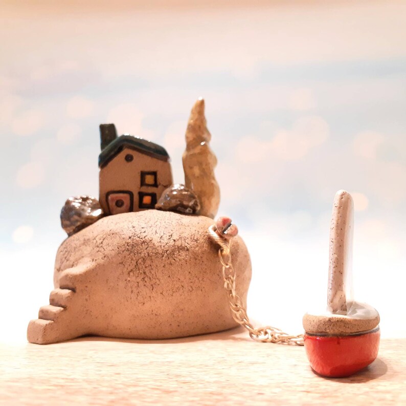 Clay House With a Miniature Boat Little Ceramic Sculpture | Etsy