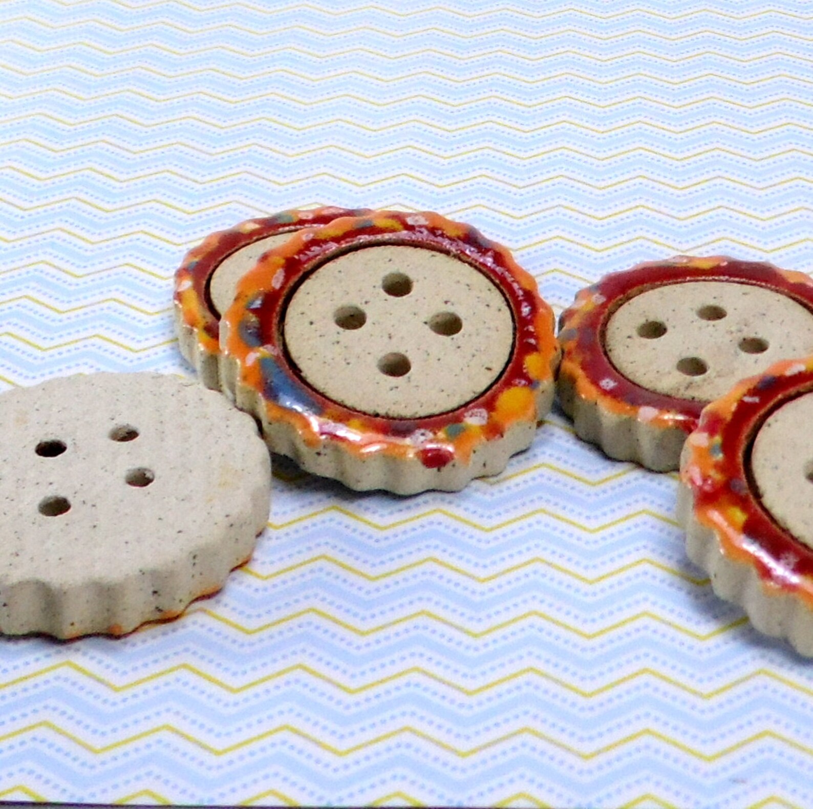 Set of 5 Large Ceramic Buttons - Etsy