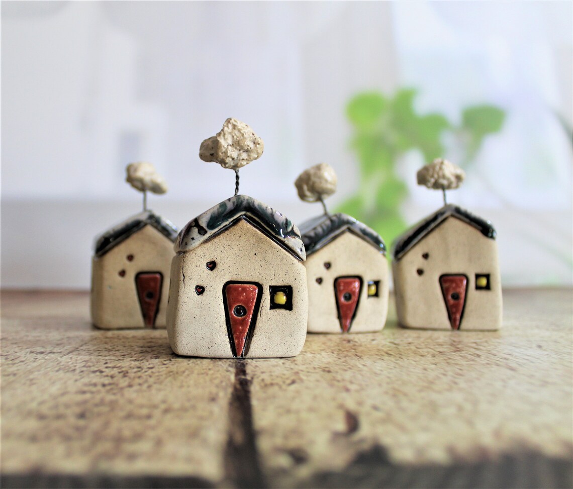 Handmade Ceramic House, Miniature Clay House, Whimsical Art , Israeli ...