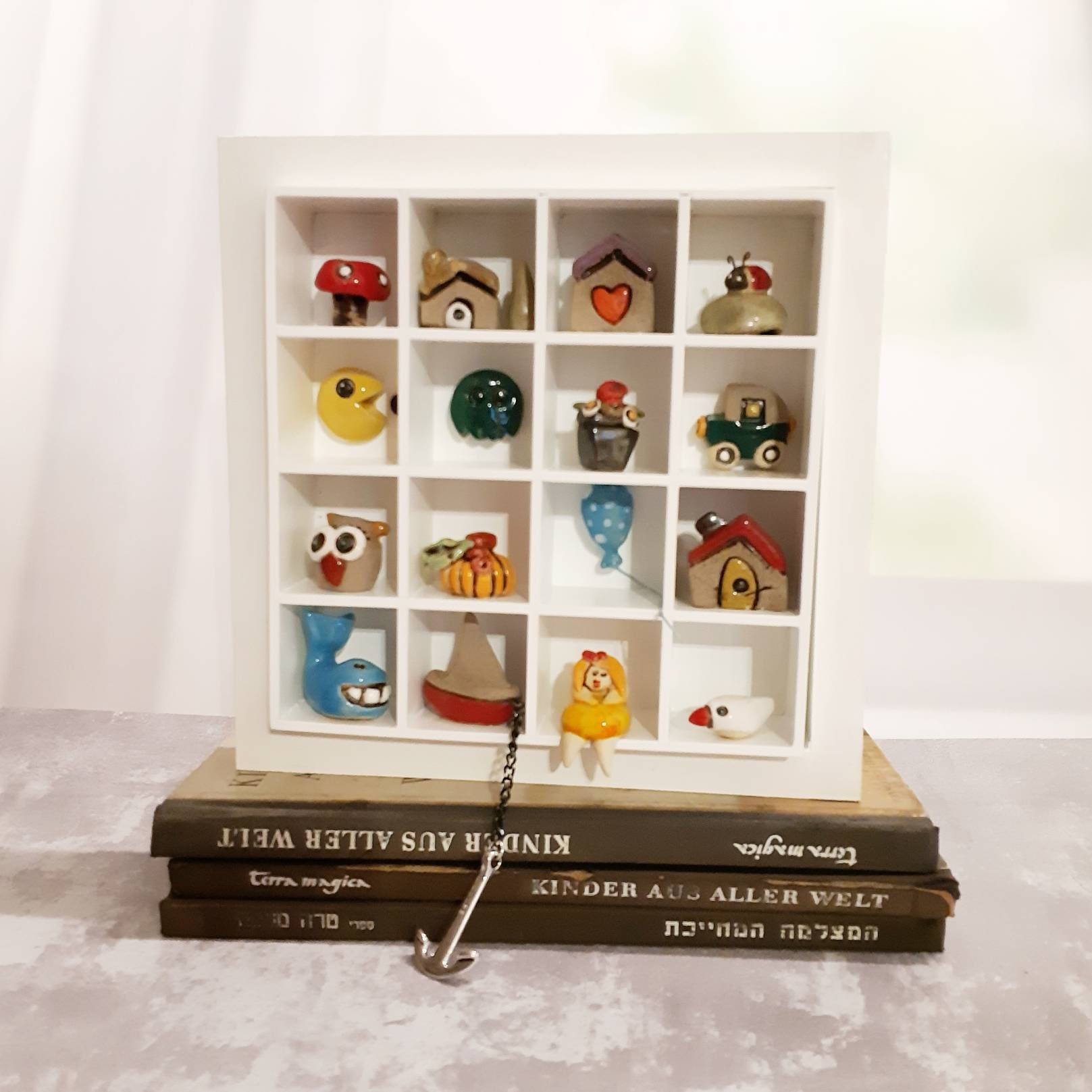 Wall decor picture of 16 miniatures in a small display rack | Etsy