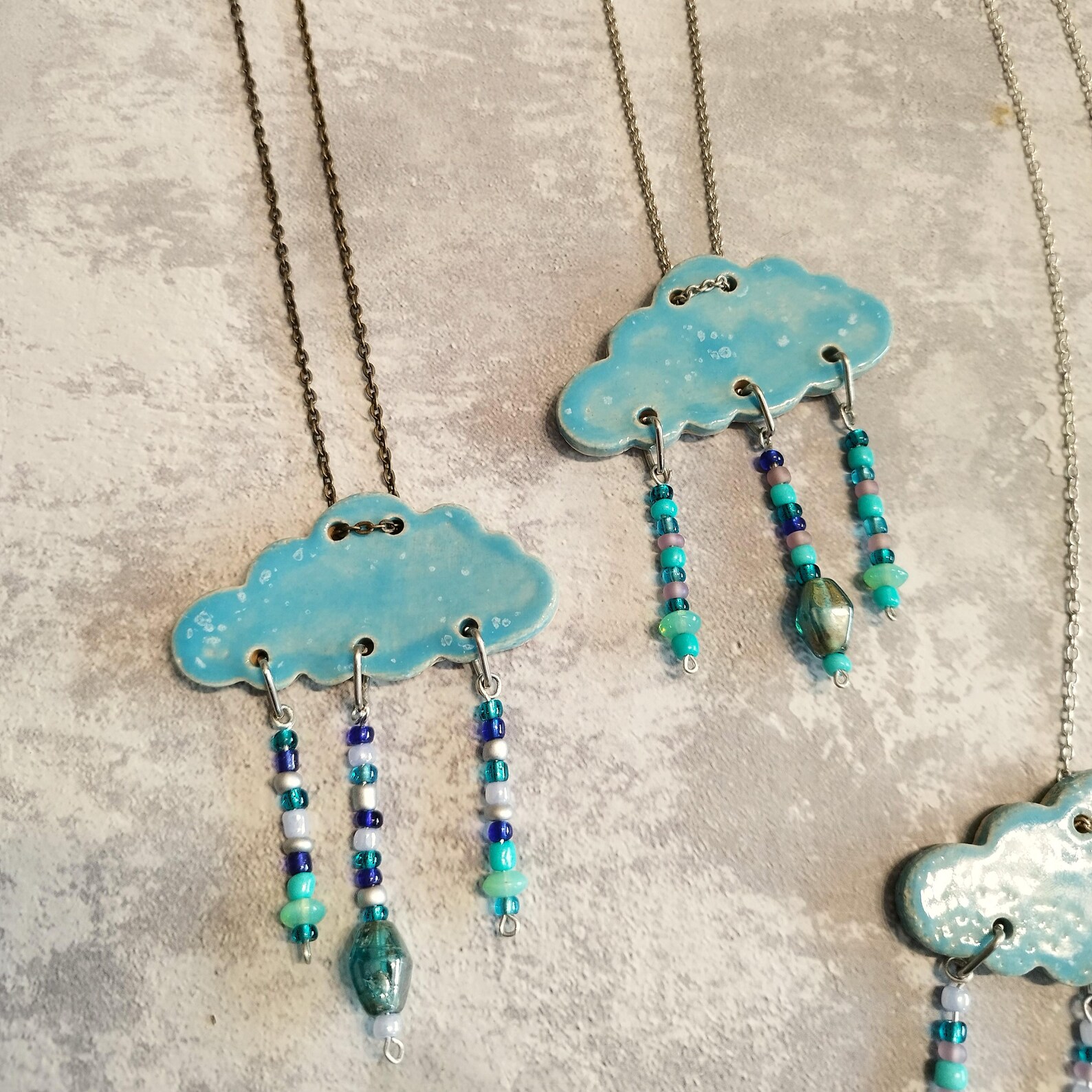 Ceramic Rain Cloud Necklace, Nature Necklace, Ceramic Jewelry, Handmade ...