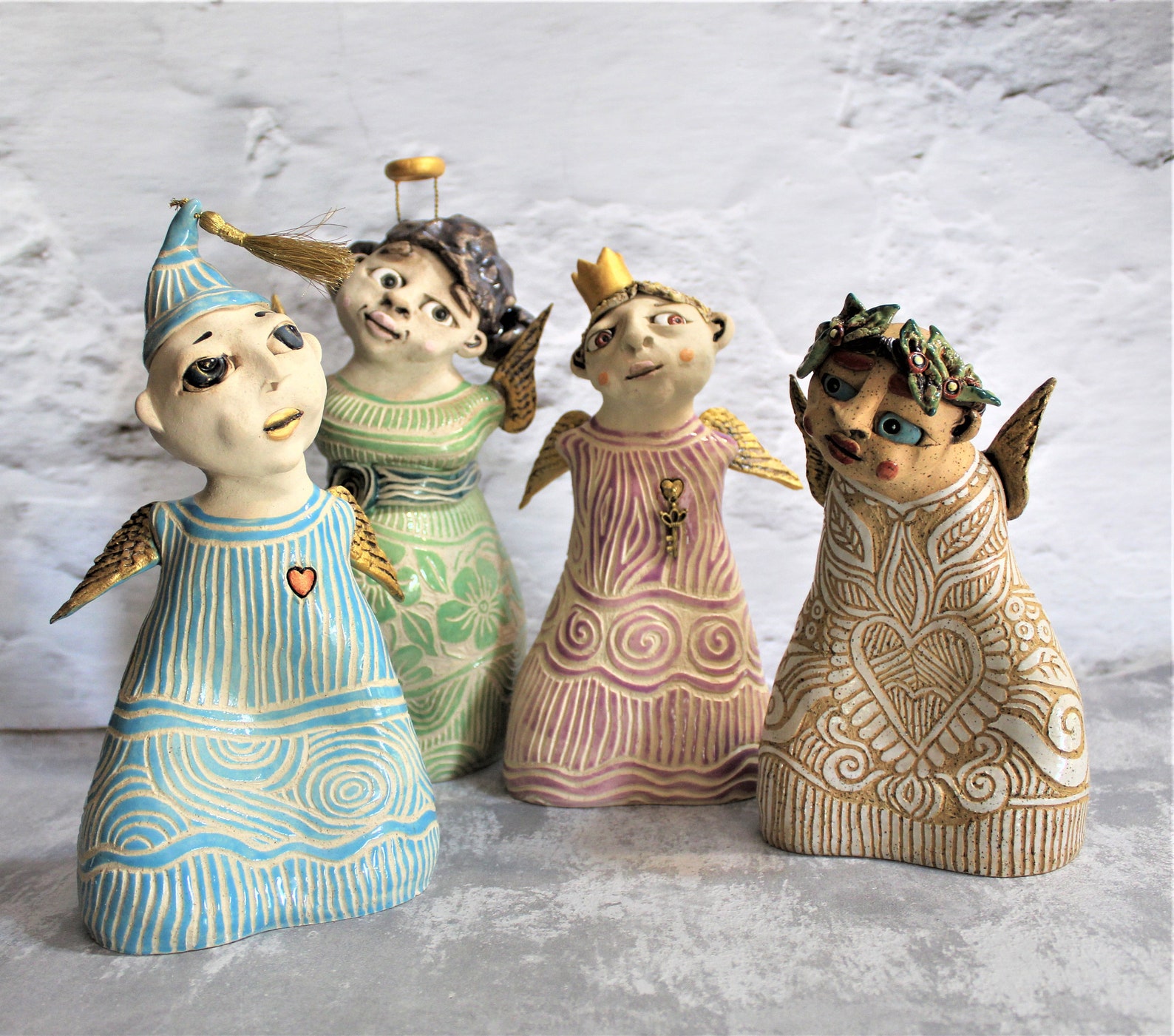 Ceramic Figurine, Angel Figurine, Angel Art Sculpture, Ceramic Angel ...