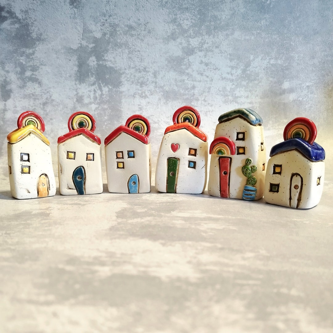 Handmade Ceramic House With Rainbow, Tiny Ceramic House, Doll House ...