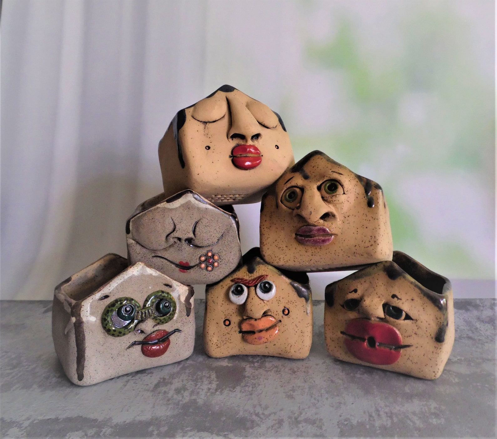 RANDOM Ceramic Planter Shaped as a House With a Face - Etsy