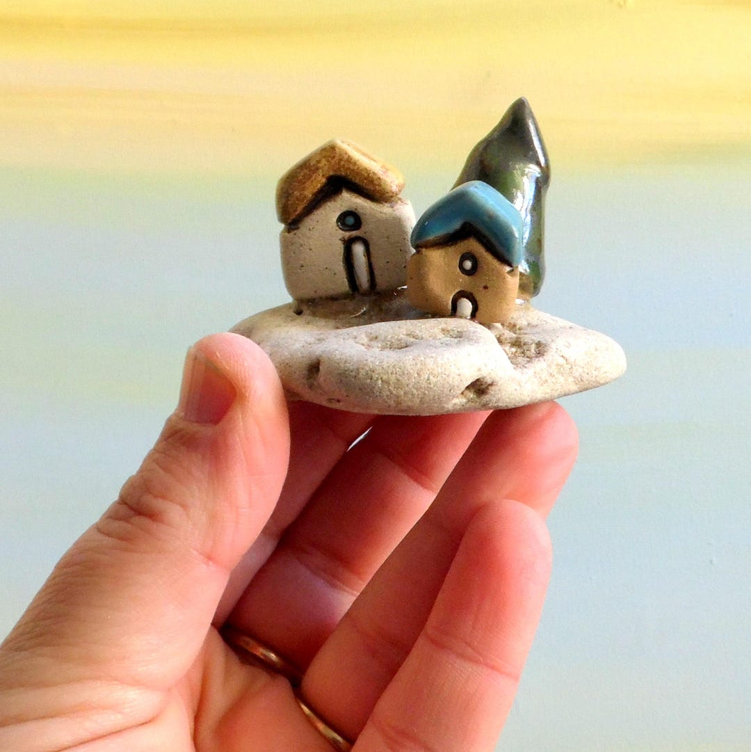 Little Village Shelf Sitter, Clay Houses, Cyprus Tree, Rustic Home ...