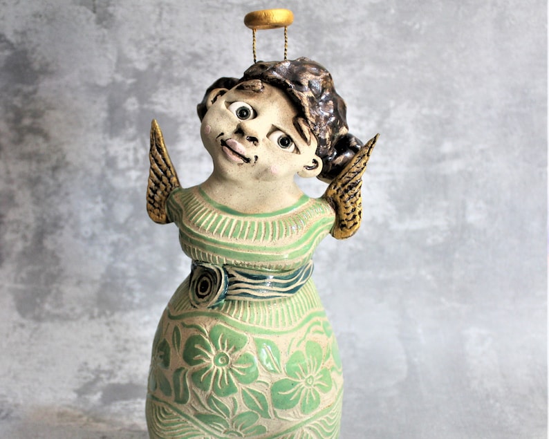 Ceramic Figurine, Angel Figurine, Angel Art Sculpture, Ceramic Angel ...