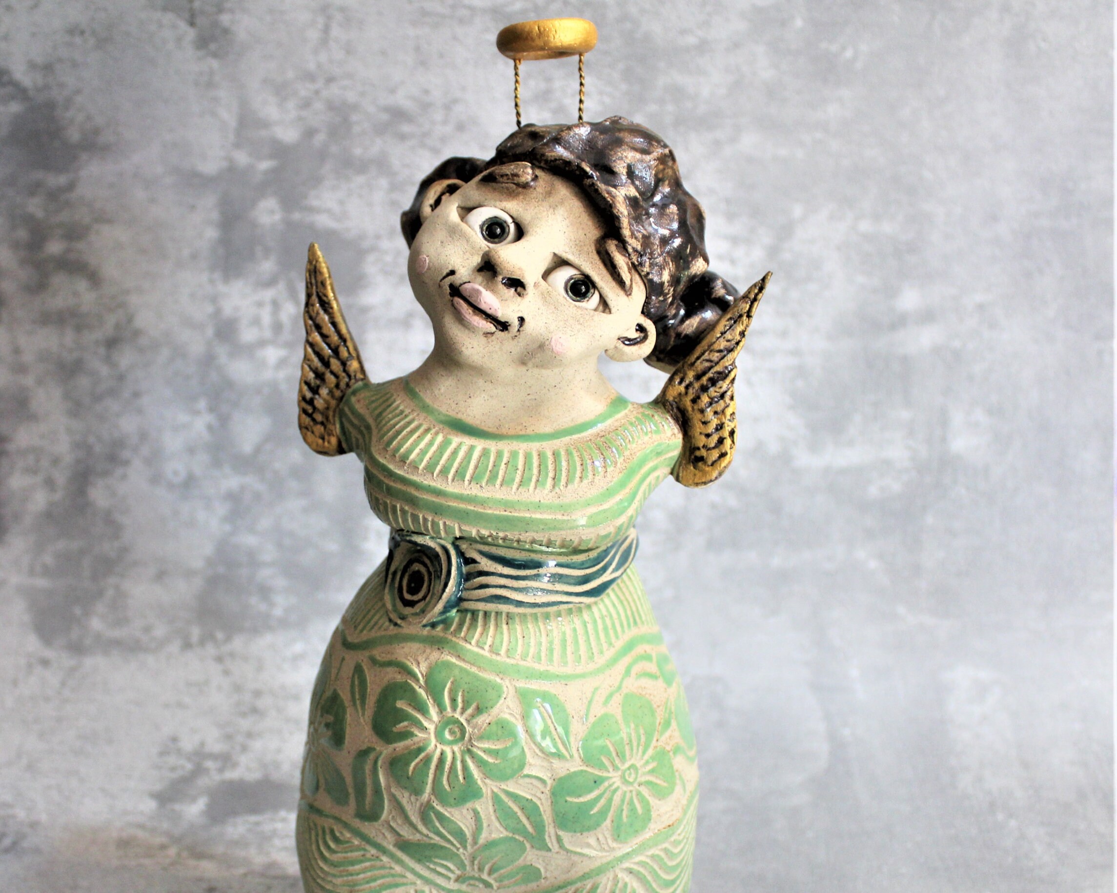 Ceramic Figurine, Angel Figurine, Angel Art Sculpture, Ceramic Angel ...