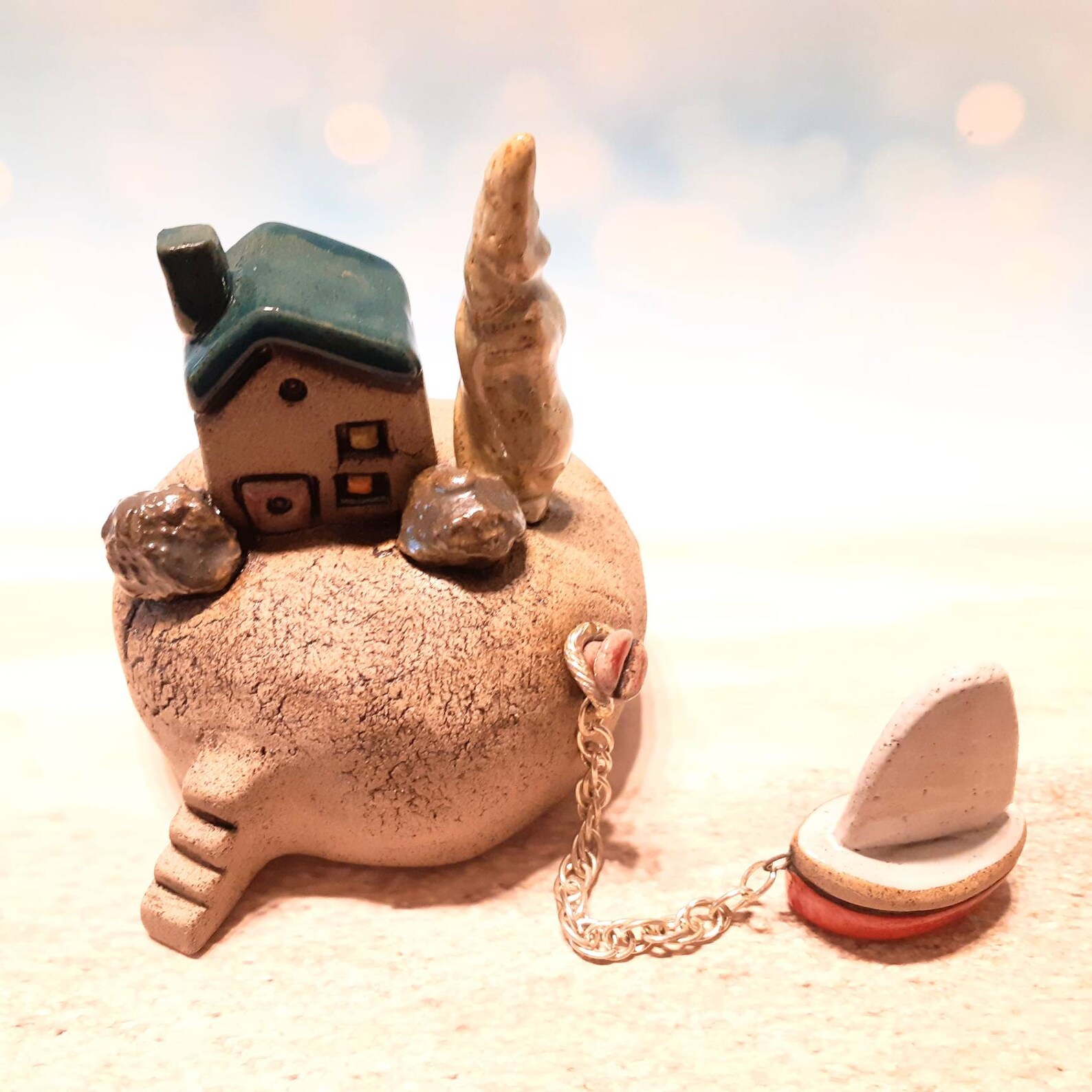 Clay House With a Miniature Boat Little Ceramic Sculpture | Etsy