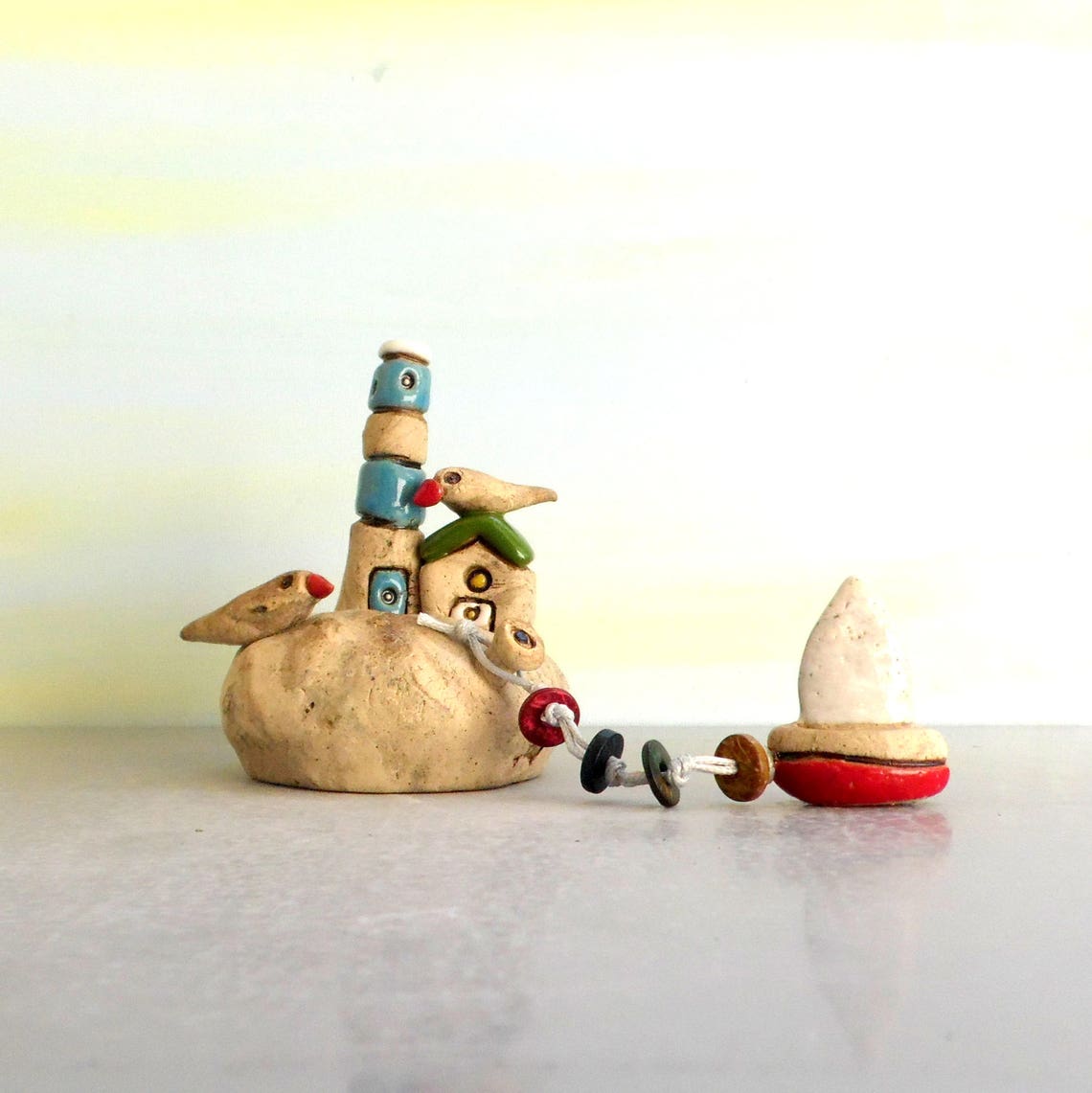 Clay Lighthouse Miniature Boat Ceramic Sculpture Ceramics | Etsy