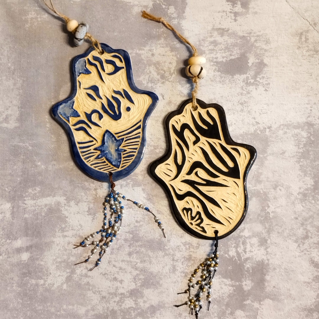 Large Israeli Hamsa, Ceramic Hamsa, Jewish Gift, Judaica Wall Decor ...