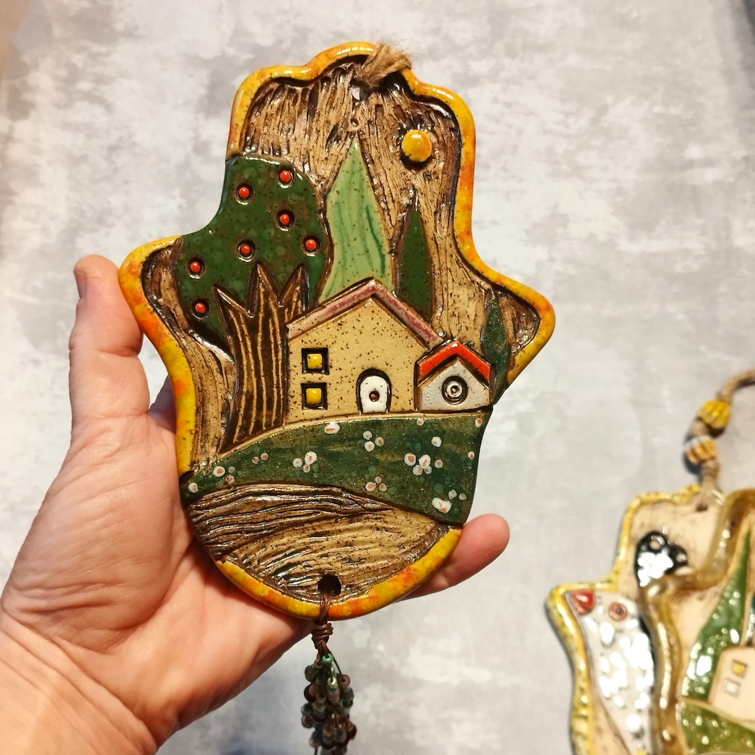 Large Israeli Hamsa, Ceramic Hamsa, Evil Eye Charm, Hand of Fatima ...