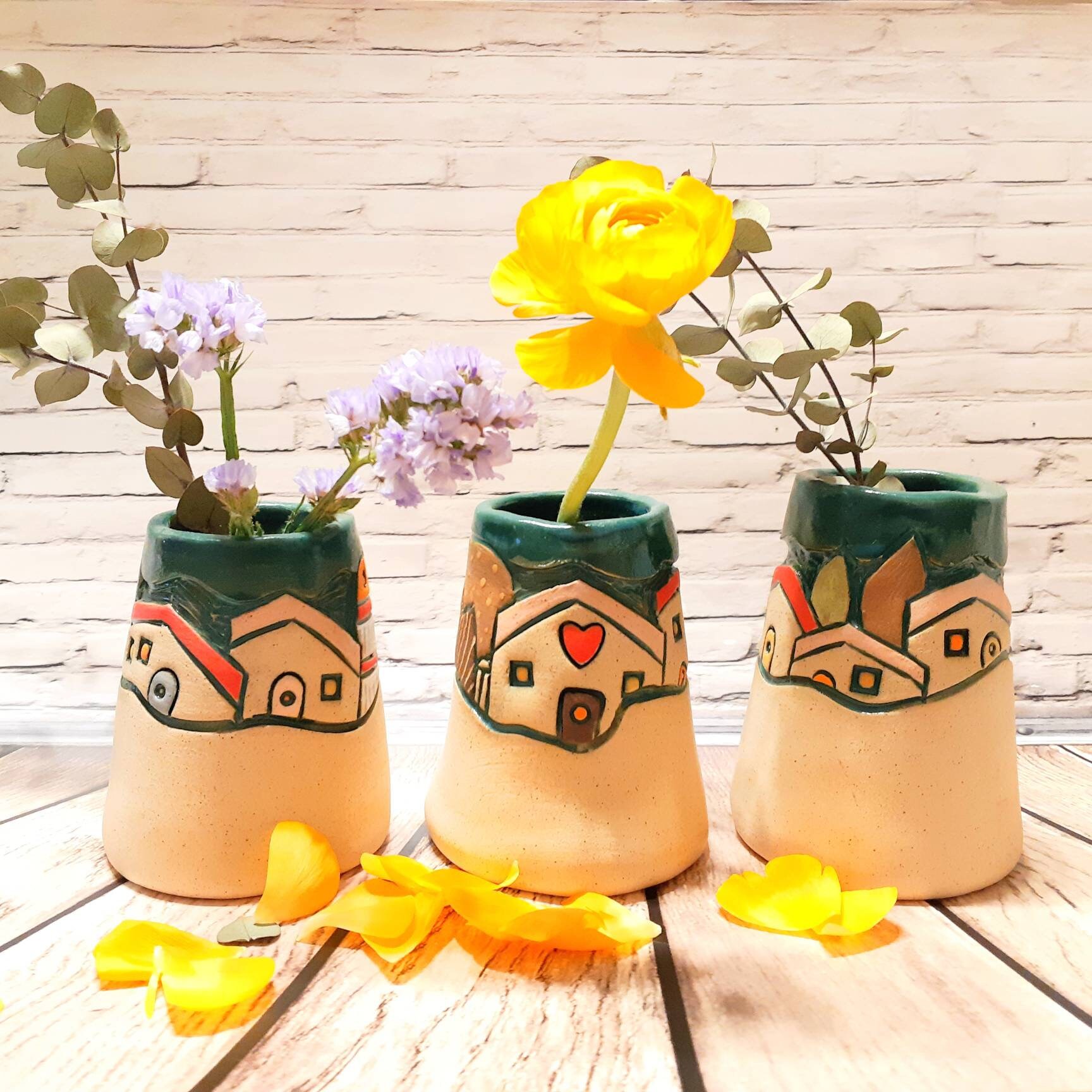 One random ceramic vase carved & painted with a view around. | Etsy