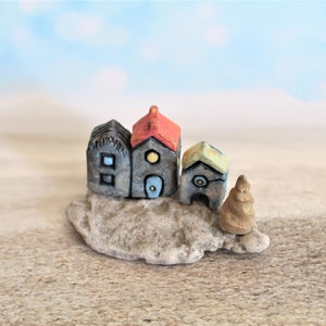 House Miniature Scene Made With Clay and Stone, Unique Gift, Ceramic ...