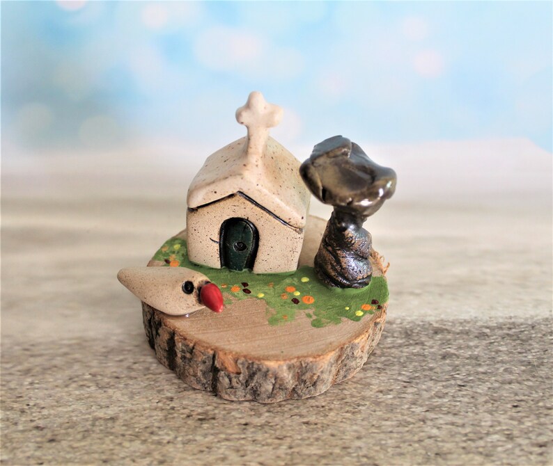 Ceramic and Wood Mediterranean Church Miniature for the Home or the ...