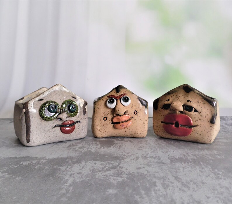 RANDOM Ceramic Planter Shaped as a House With a Face - Etsy