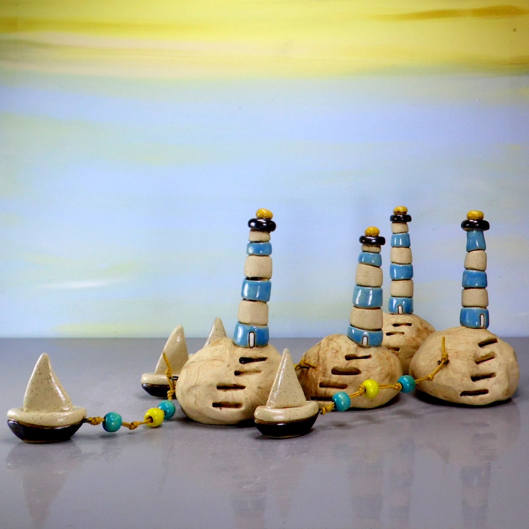 Miniature Lighthouse, Little Ceramic Boat, Miniature, Ceramic Sculpture ...
