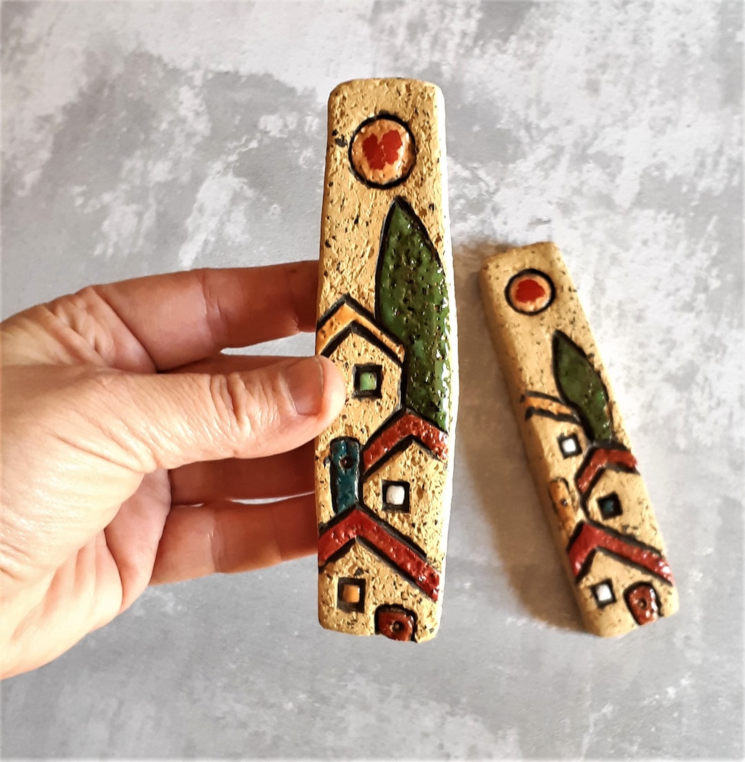 Handmade Ceramic Jewish Mezuzah With Israeli Houses View - Etsy