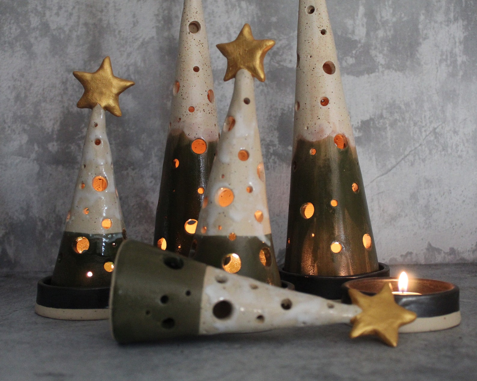 Large Ceramic Christmas Tree Candle Holder Christmas Lights - Etsy